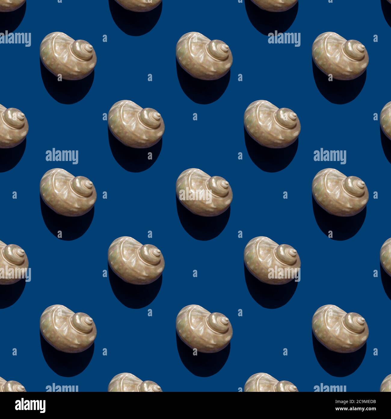 Seamless Pattern of white sea shell on blue background Stock Photo - Alamy