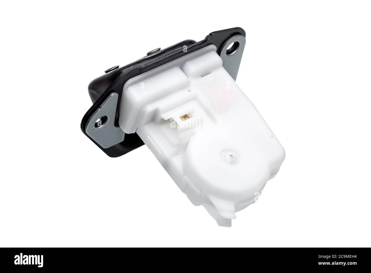 Spare part of the car electro lock mechanism isolated on a white ...