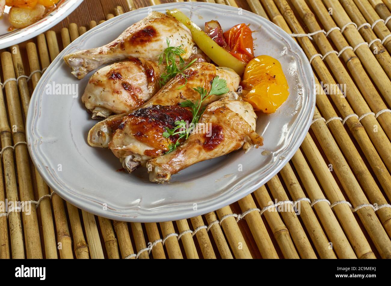 Pollo asado sin piel - Mexican fried chicken leg Stock Photo - Alamy