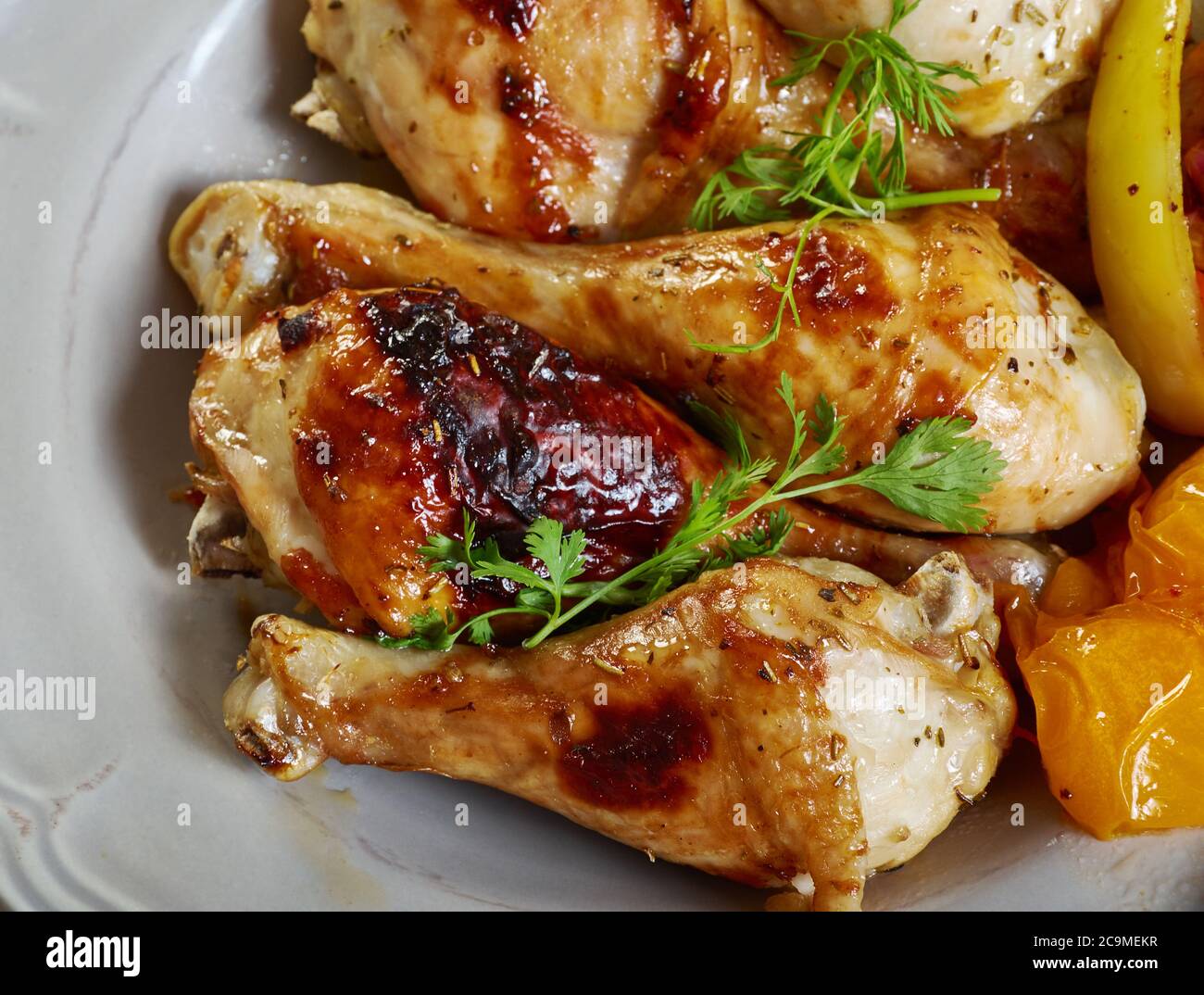 Pollo asado sin piel - Mexican fried chicken leg Stock Photo - Alamy