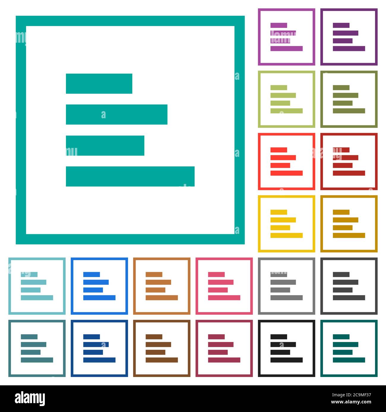 Text align left flat color icons with quadrant frames on white background Stock Vector Image ...