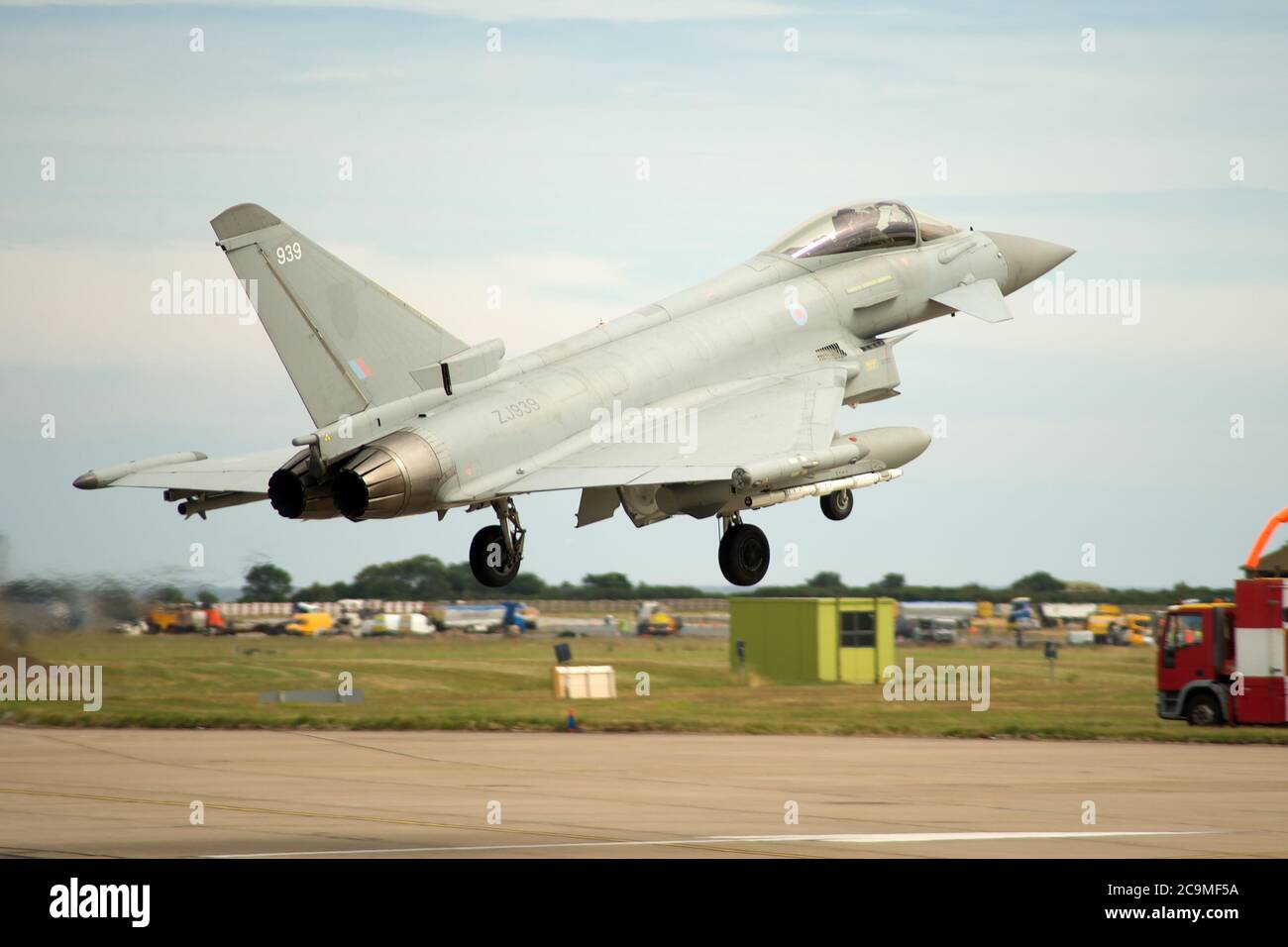 A RAF Typhoon on finals to land at RAF Lossiemouth Stock Photo - Alamy