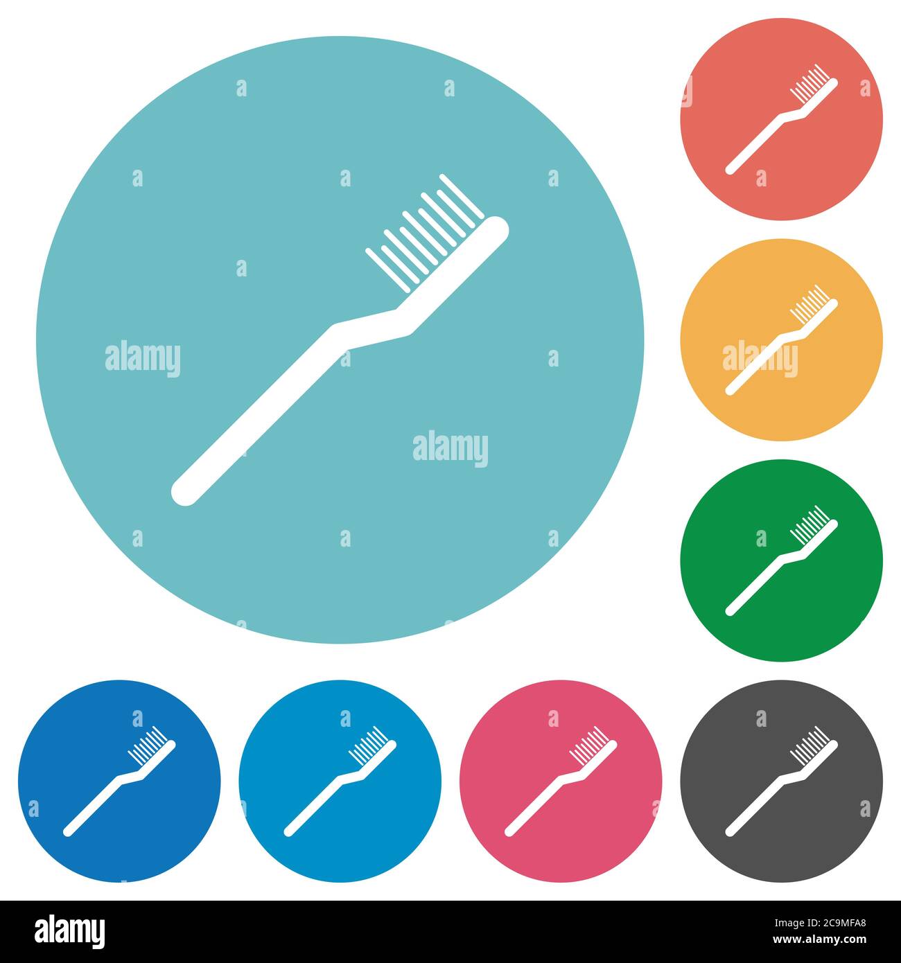 Toothbrush flat white icons on round color backgrounds Stock Vector ...
