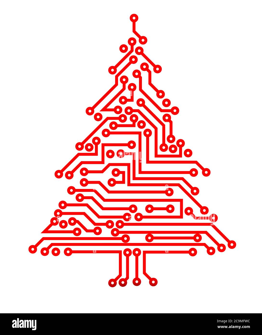 tech circuity electronic Christmas tree illustration Stock Photo - Alamy