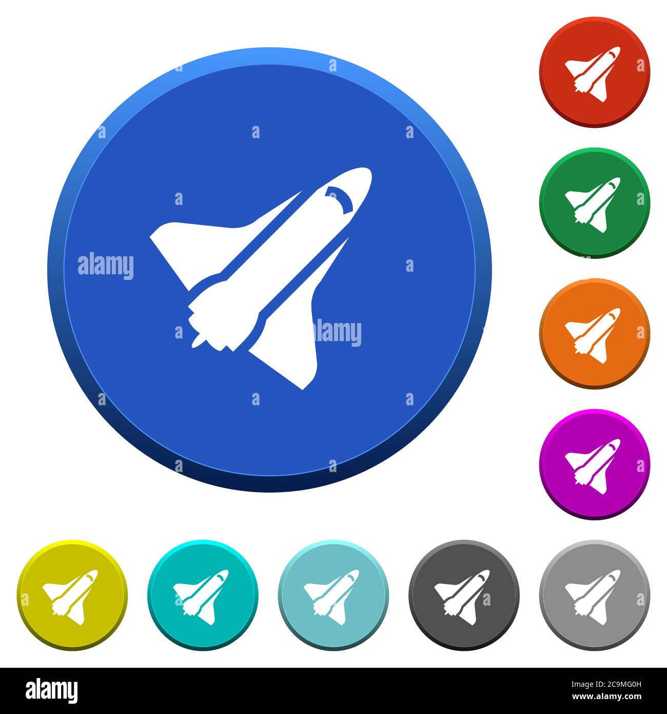 Space shuttle round color beveled buttons with smooth surfaces and flat ...
