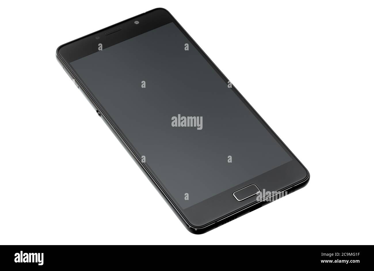 The touch phone of black color with empty screen isolated on a white ...