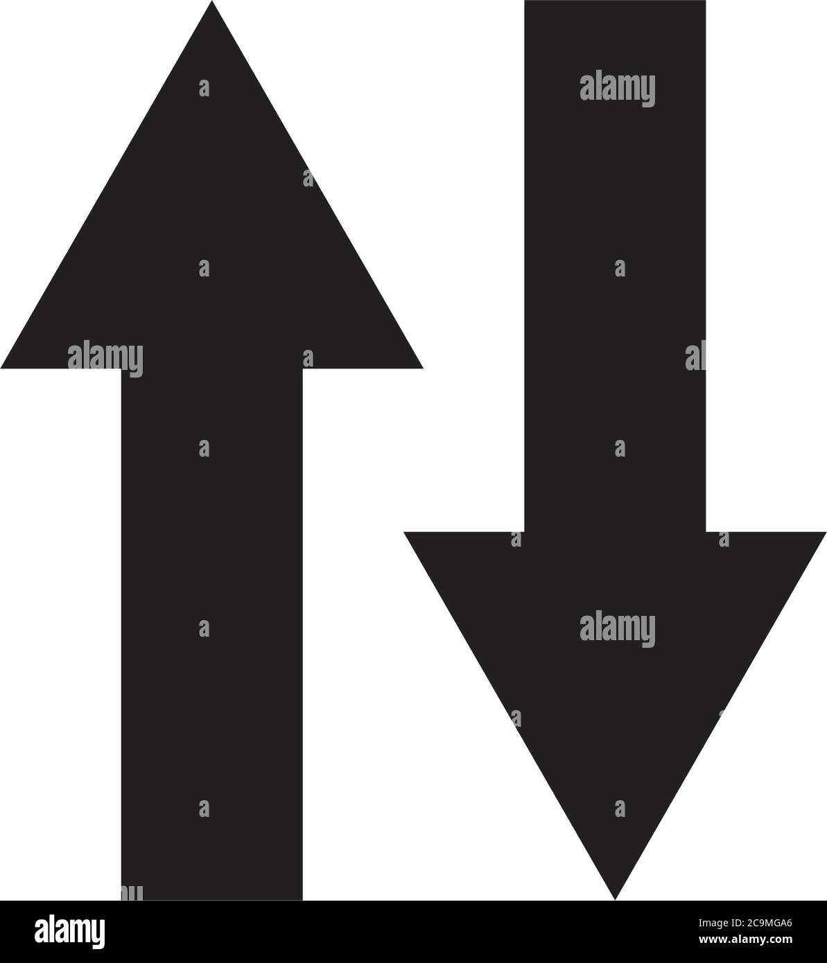 up and down arrows icon over white background, silhouette style, vector illustration Stock ...