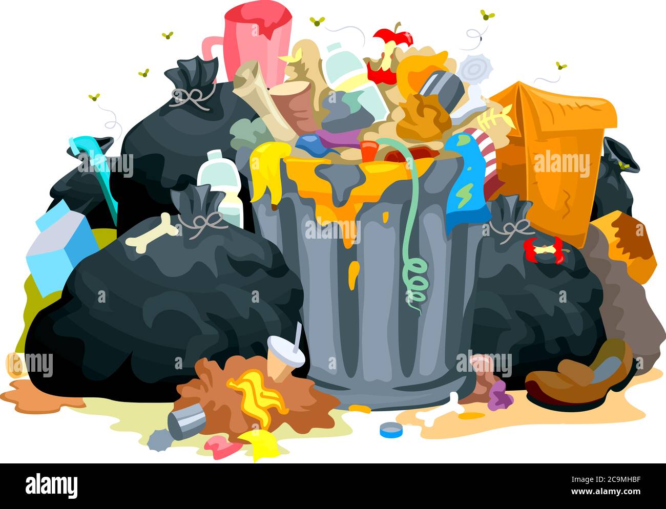 rubbish garbage junk trash messy illustration Stock Photo - Alamy