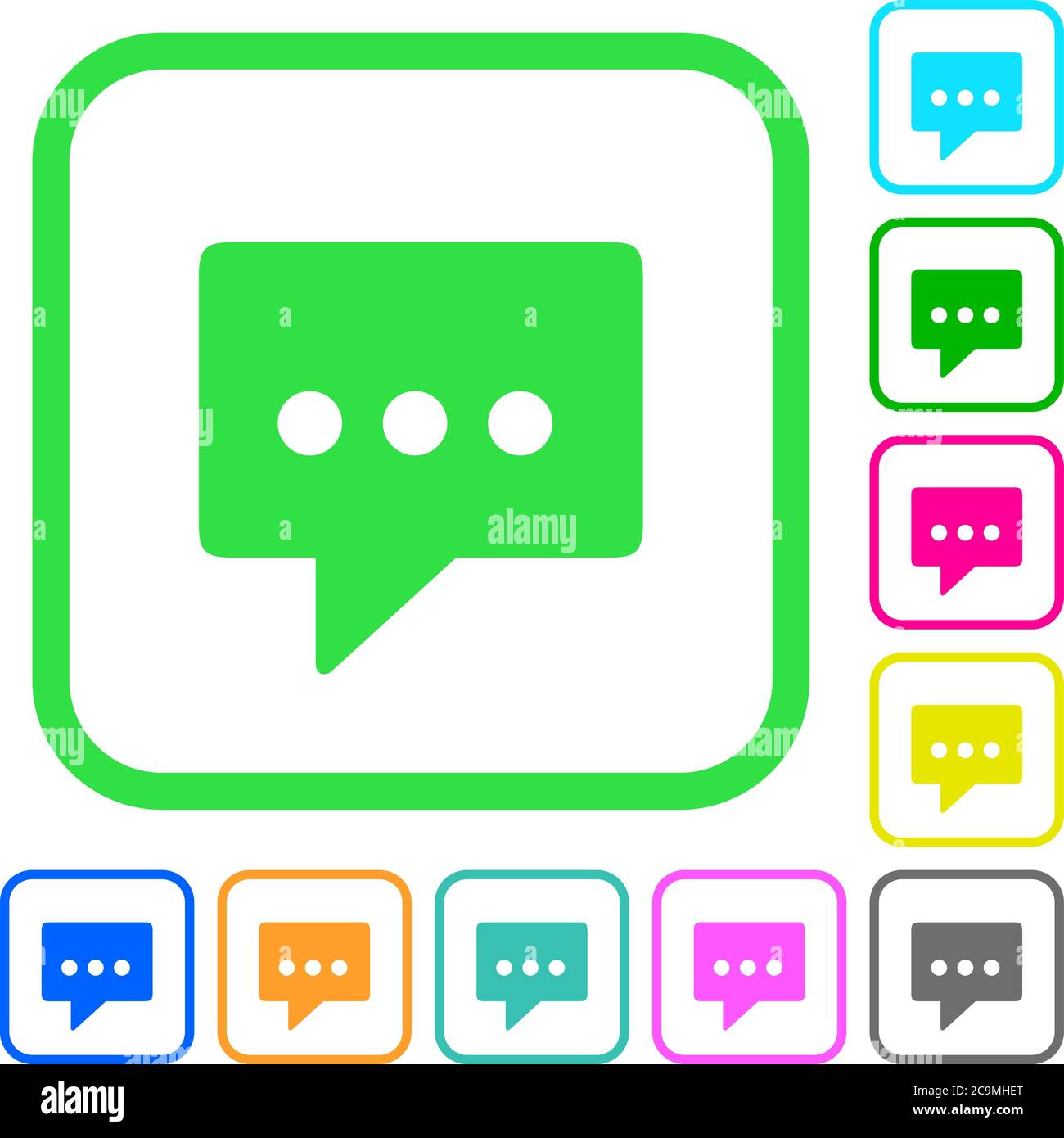 Working chat vivid colored flat icons in curved borders on white ...