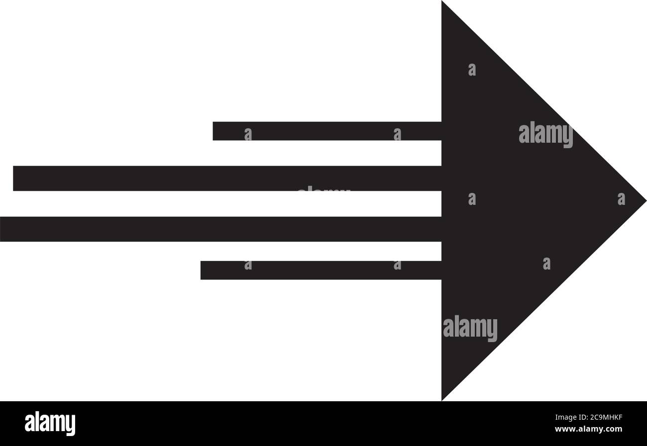 striped arrow with right direction over white background, silhouette ...