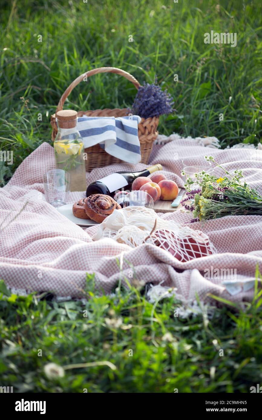 Summer - lemonade with lemon and mint with wine, peaches, cinnamon ...
