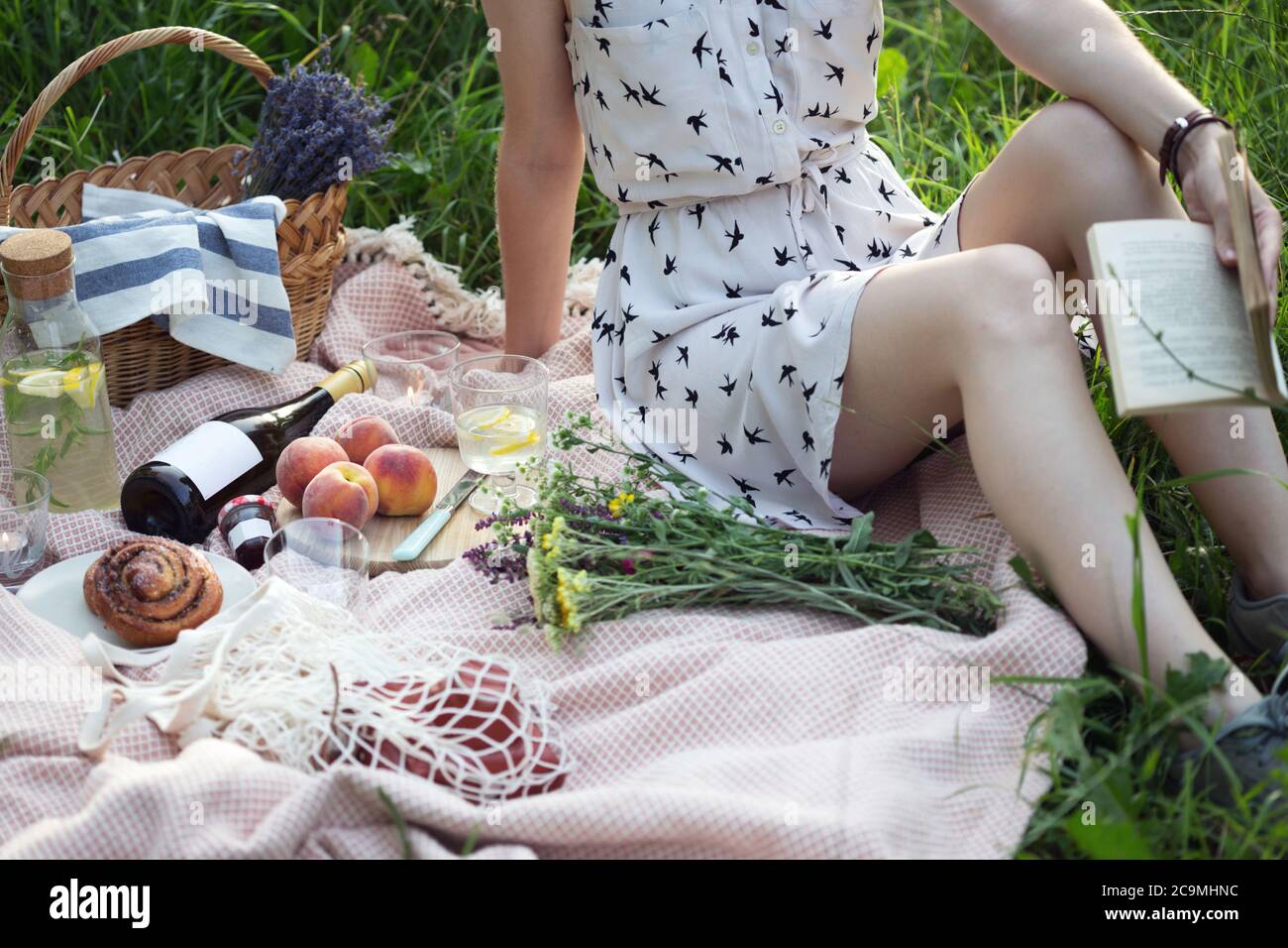 Summer - lemonade with lemon and mint with wine, peaches, cinnamon ...