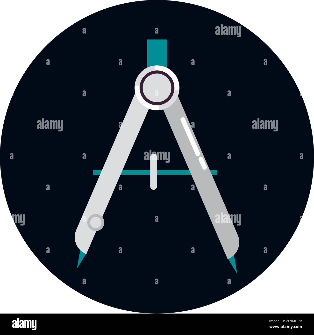school education supply geomtric compass tool block and flat style icon ...