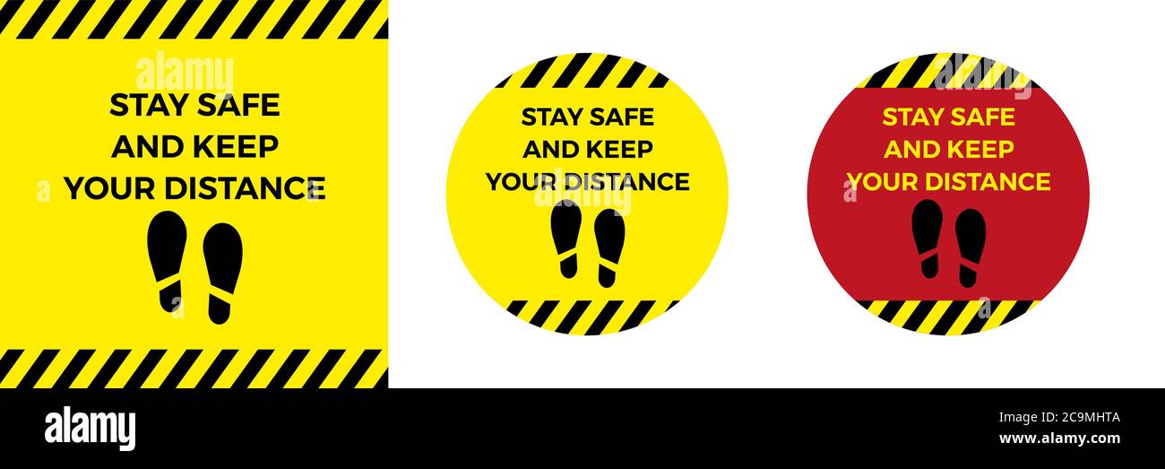 Social Distancing Signage or Floor Sticker set for help reduce the risk ...