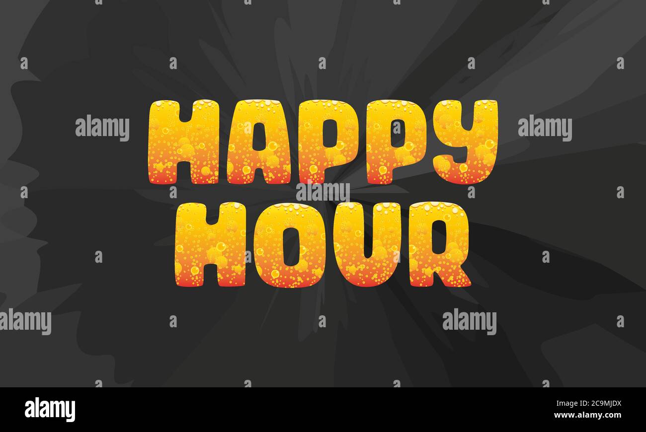 Happy hour. Vector badge illustration on dark background Stock Vector ...