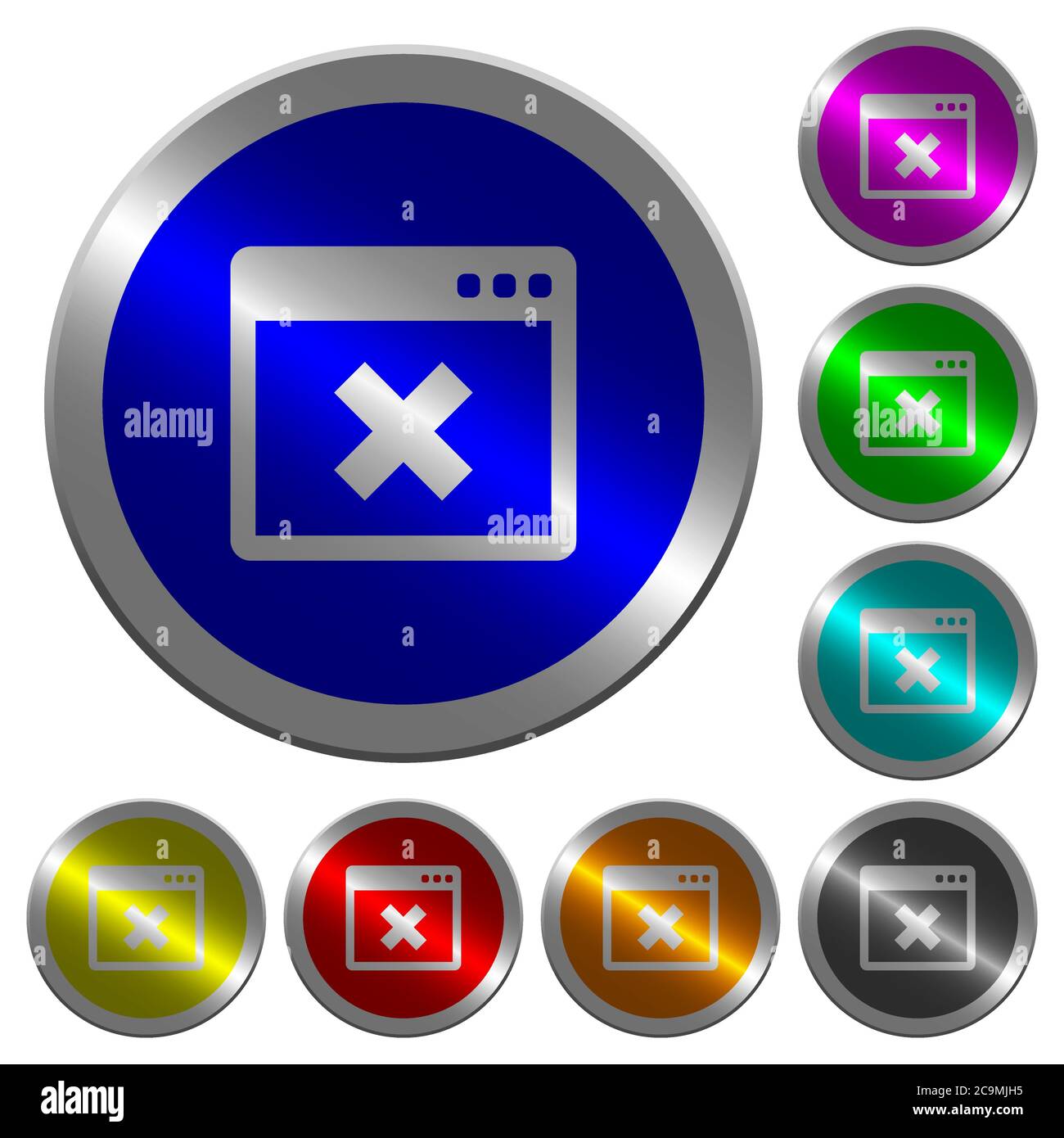 Application cancel icons on round luminous coin-like color steel ...