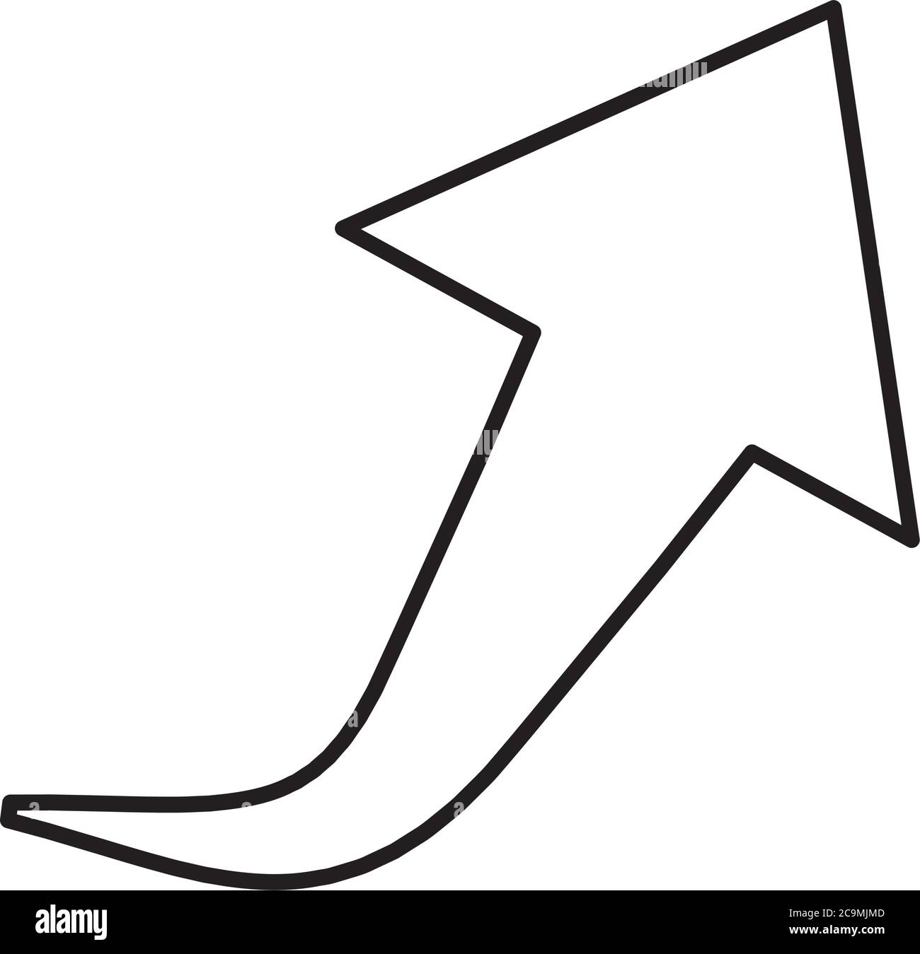 short arc arrow up icon over white background, line style, vector ...