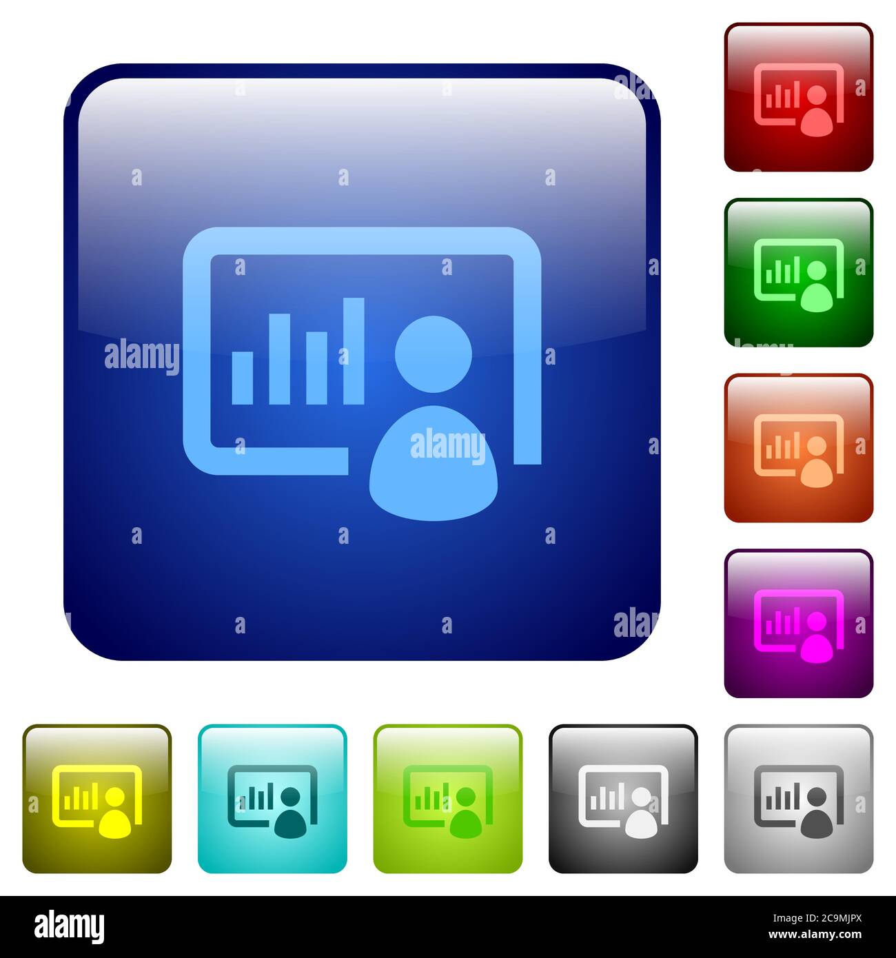 Presentation icons in rounded square color glossy button set Stock Vector Image & Art - Alamy