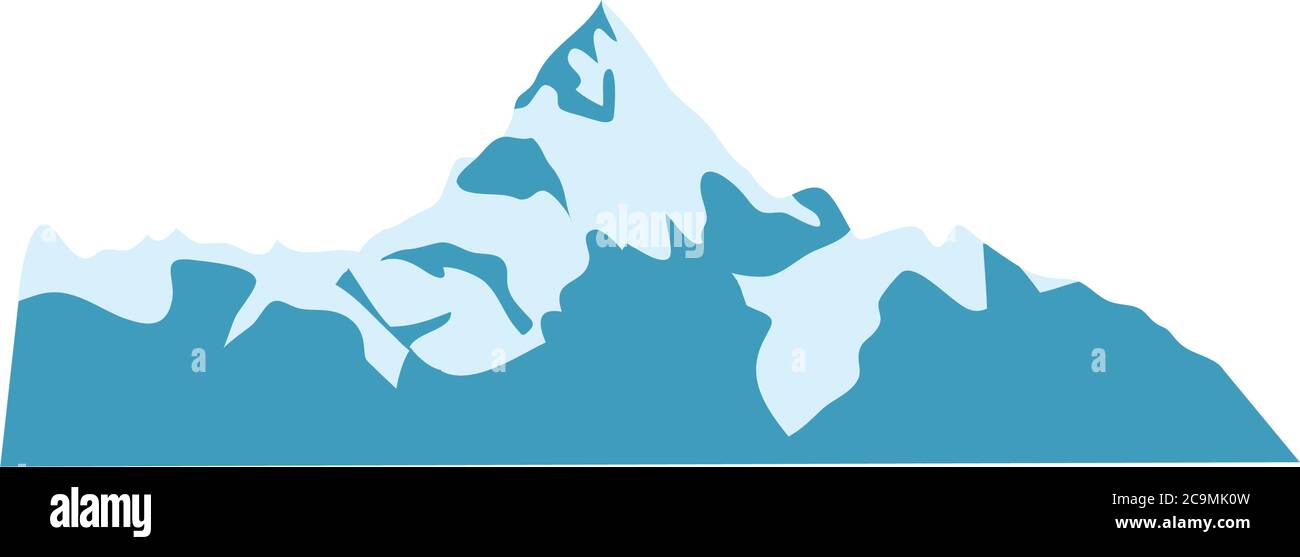 icon of snowy mountain icon over white background, flat style, vector ...