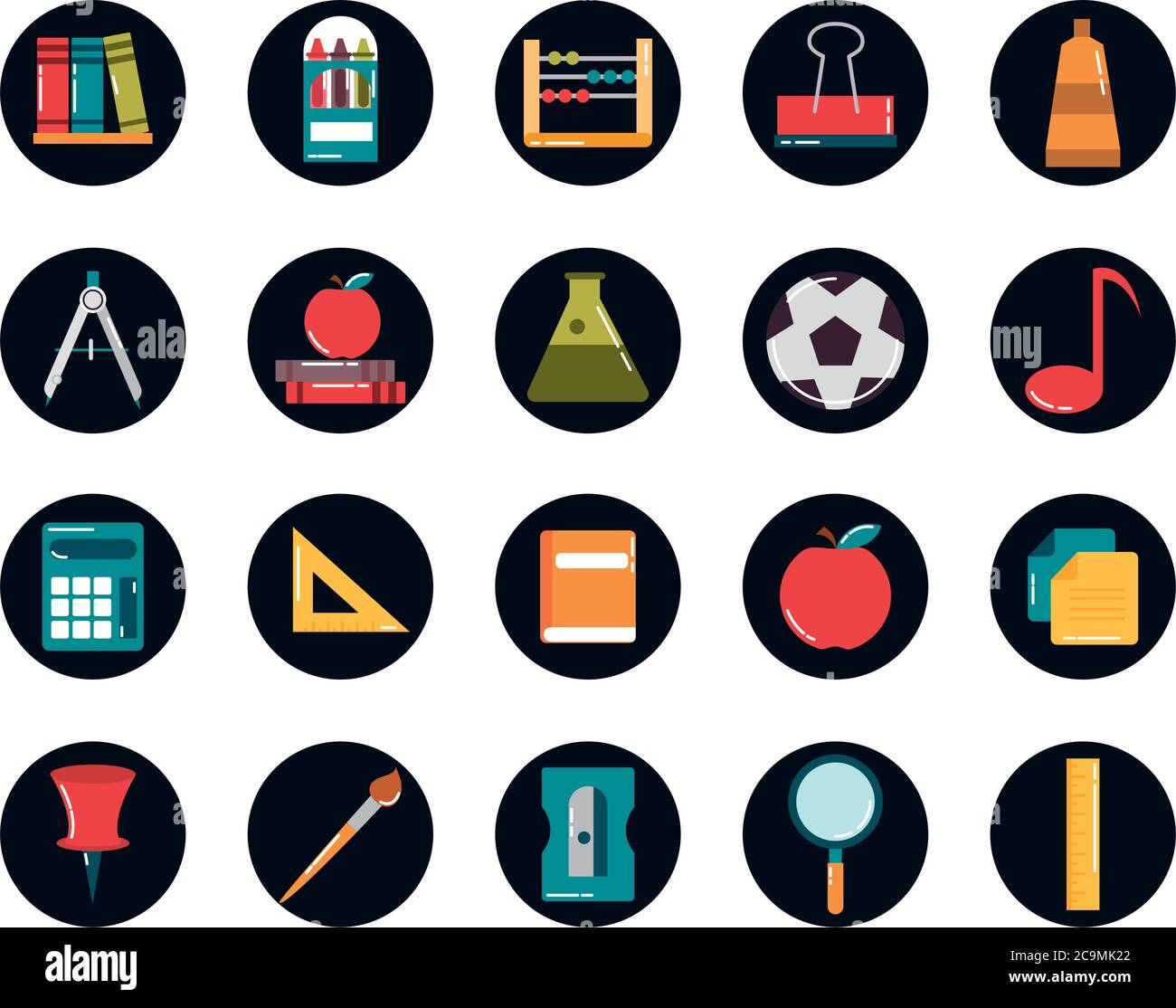 school education supply class stationery block and flat style icon s ...