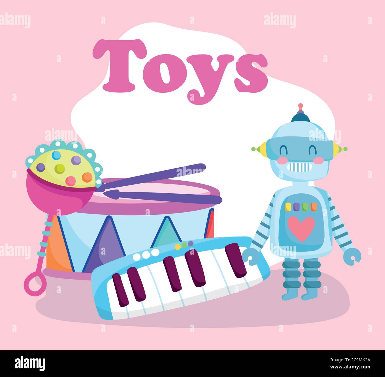 toys object for small kids to play cartoon, robot drum piano and rattle ...