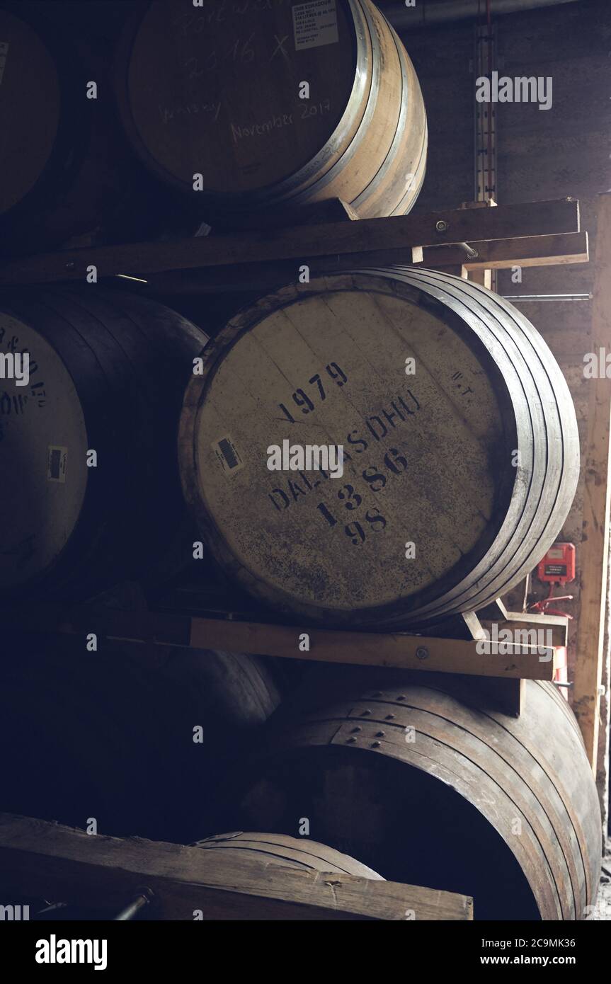 whisky barrels at distillery Stock Photo - Alamy
