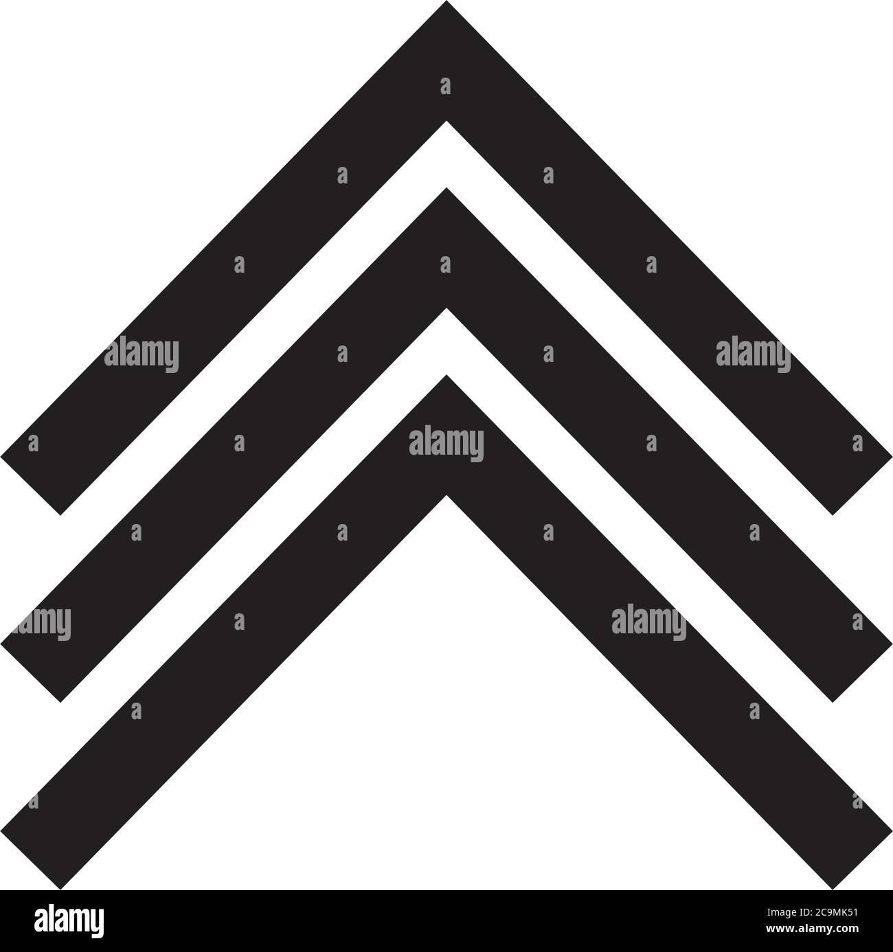 triple arrows up icon over white background, silhouette style, vector ...