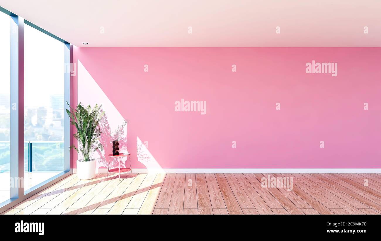 Interior of Modern Empty Hall Open Space with Large Window and Hardwood ...