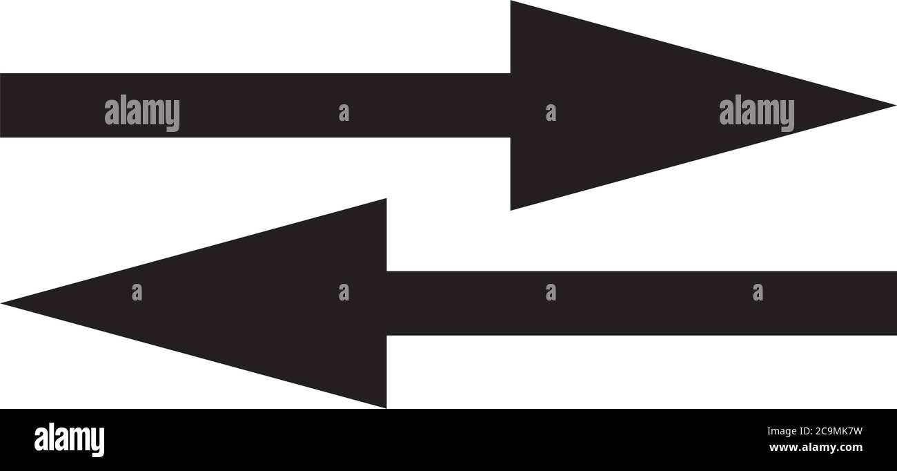 two arrows are pointing in opposite direction over white background ...