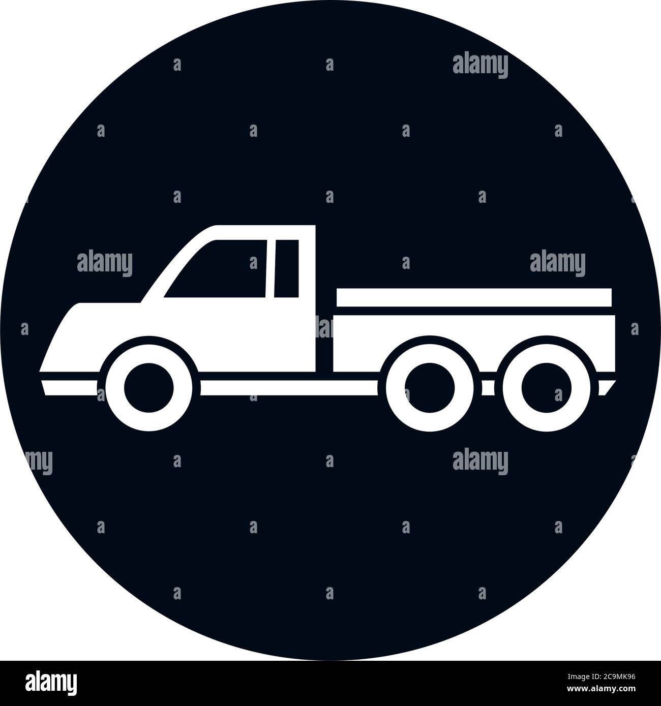 car delivery pick up model transport vehicle block and flat style icon ...