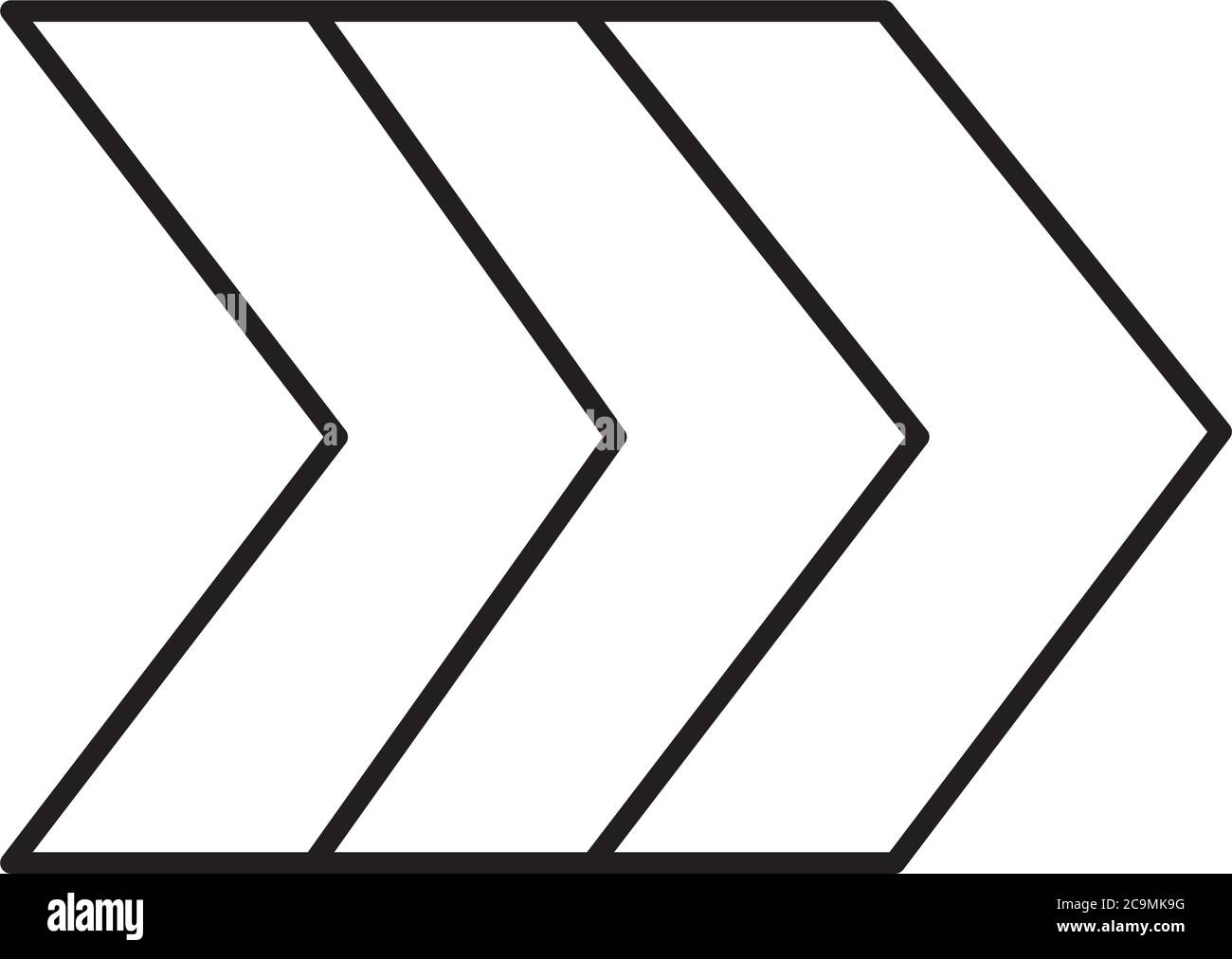 right chevron arrows icon over white background, line style, vector ...