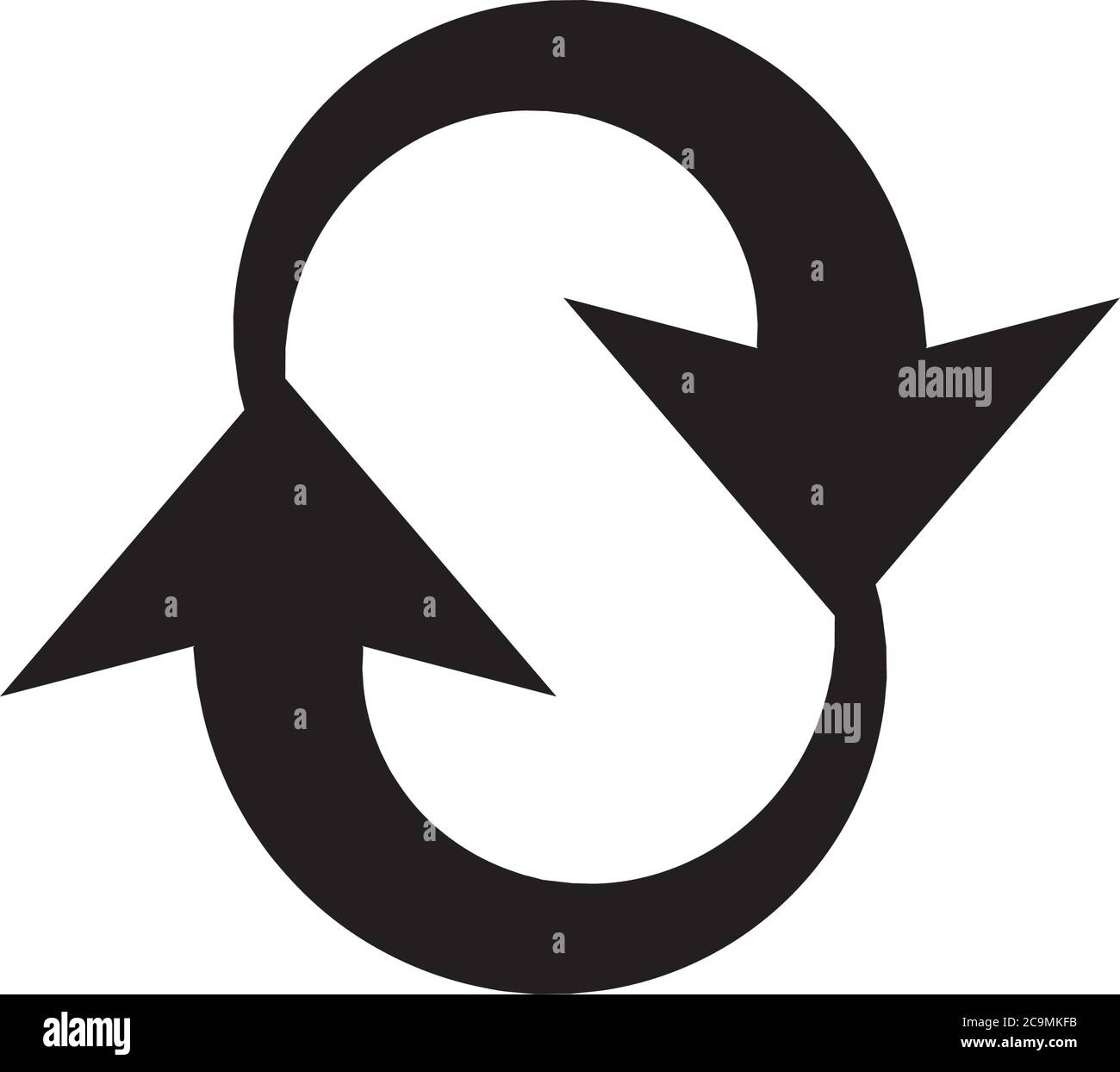 reload arrows icon over white background, silhouette style, vector ...