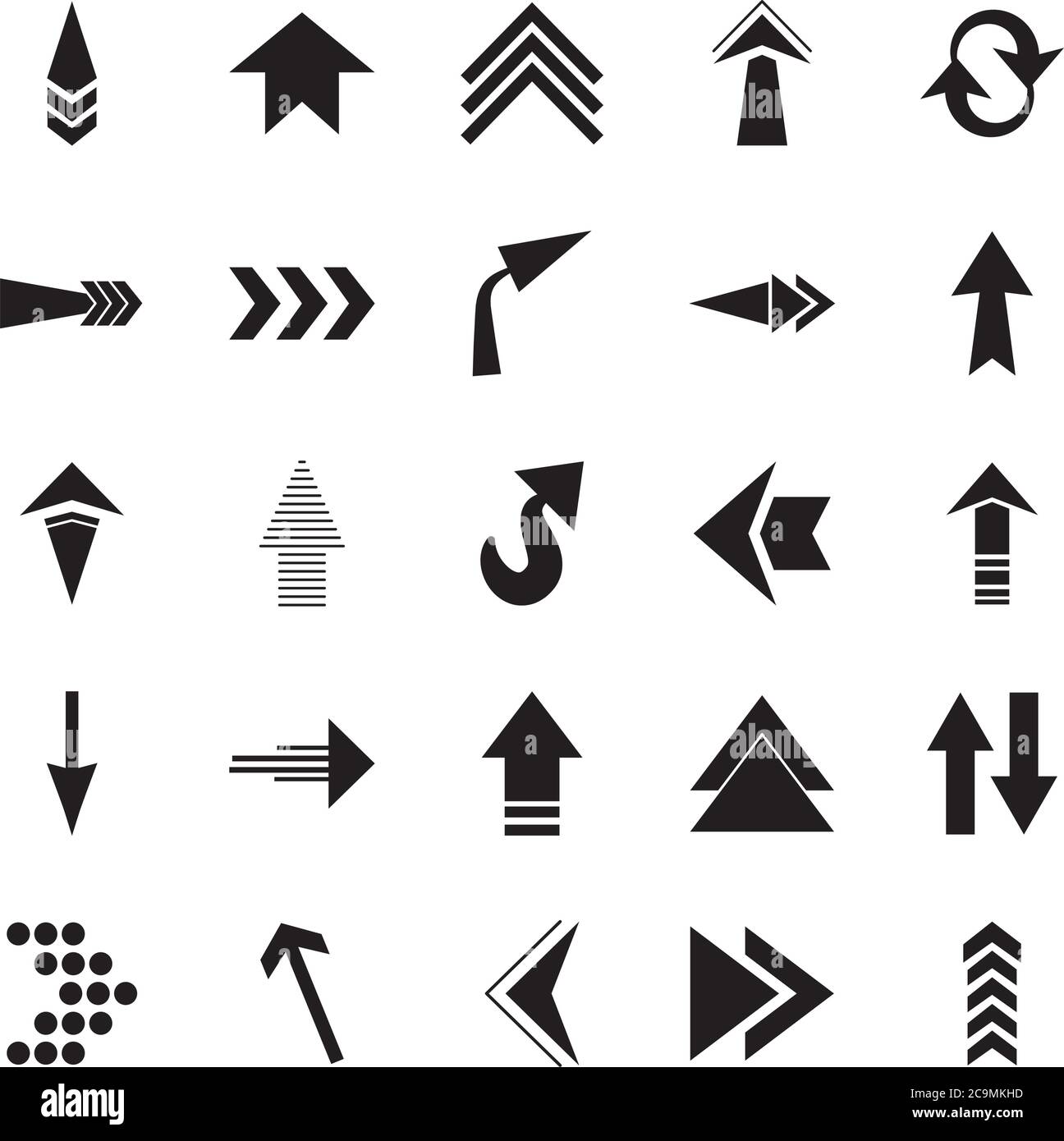 arrows shape icon set over white background, silhouette style, vector ...
