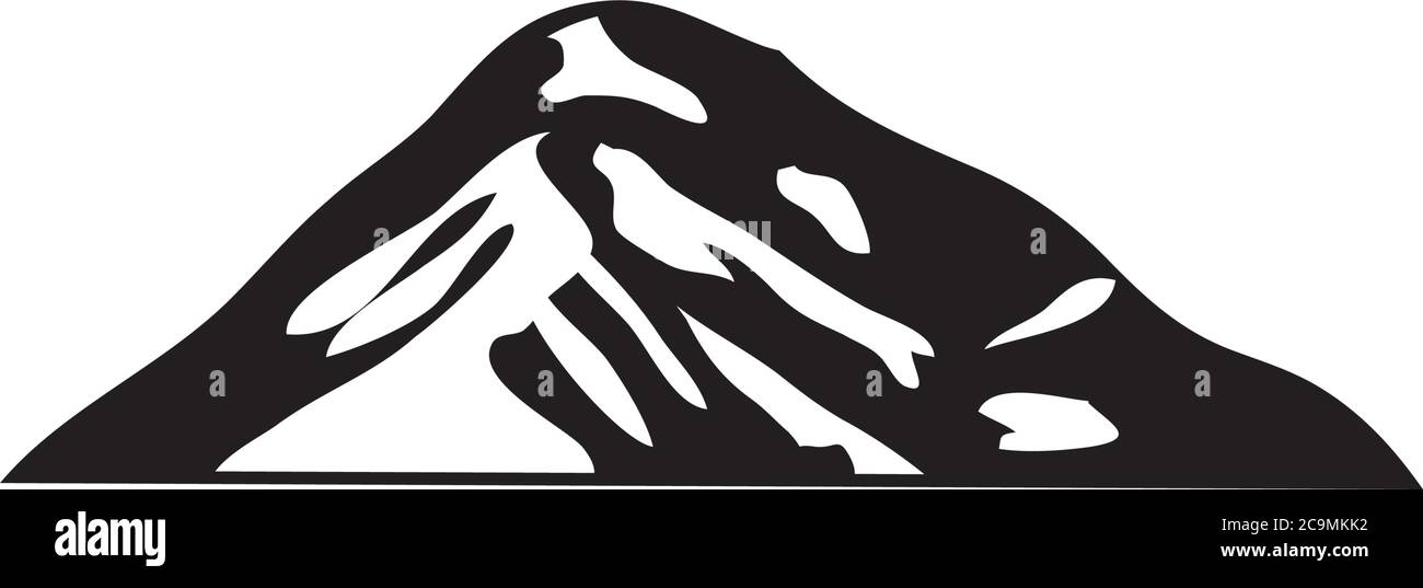 mountain with snow over white background, silhouette style, vector ...