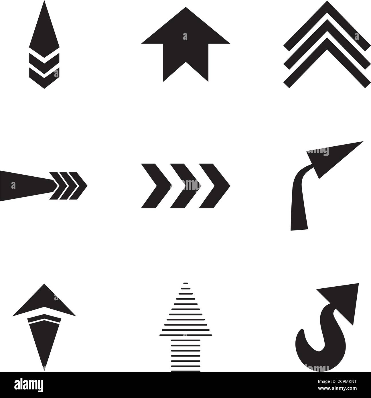 chevron arrows and arrows icon set over white background, silhouette ...