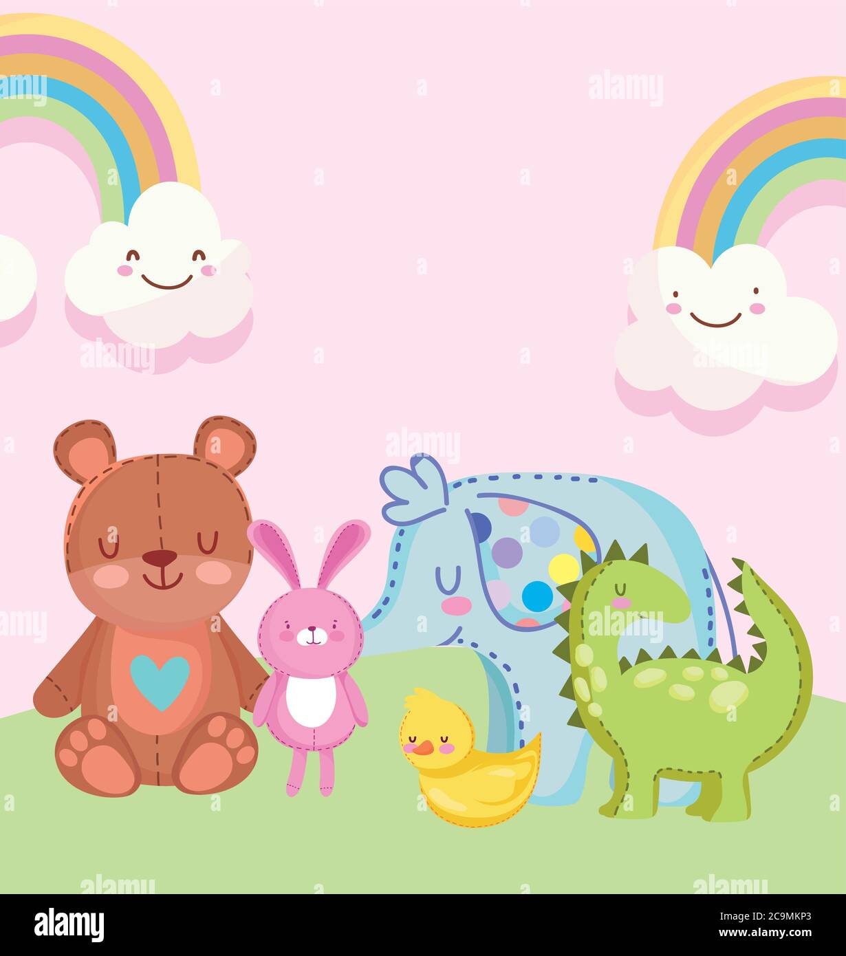 toys object for small kids to play cartoon, rabbit dinosaur teddy bear ...