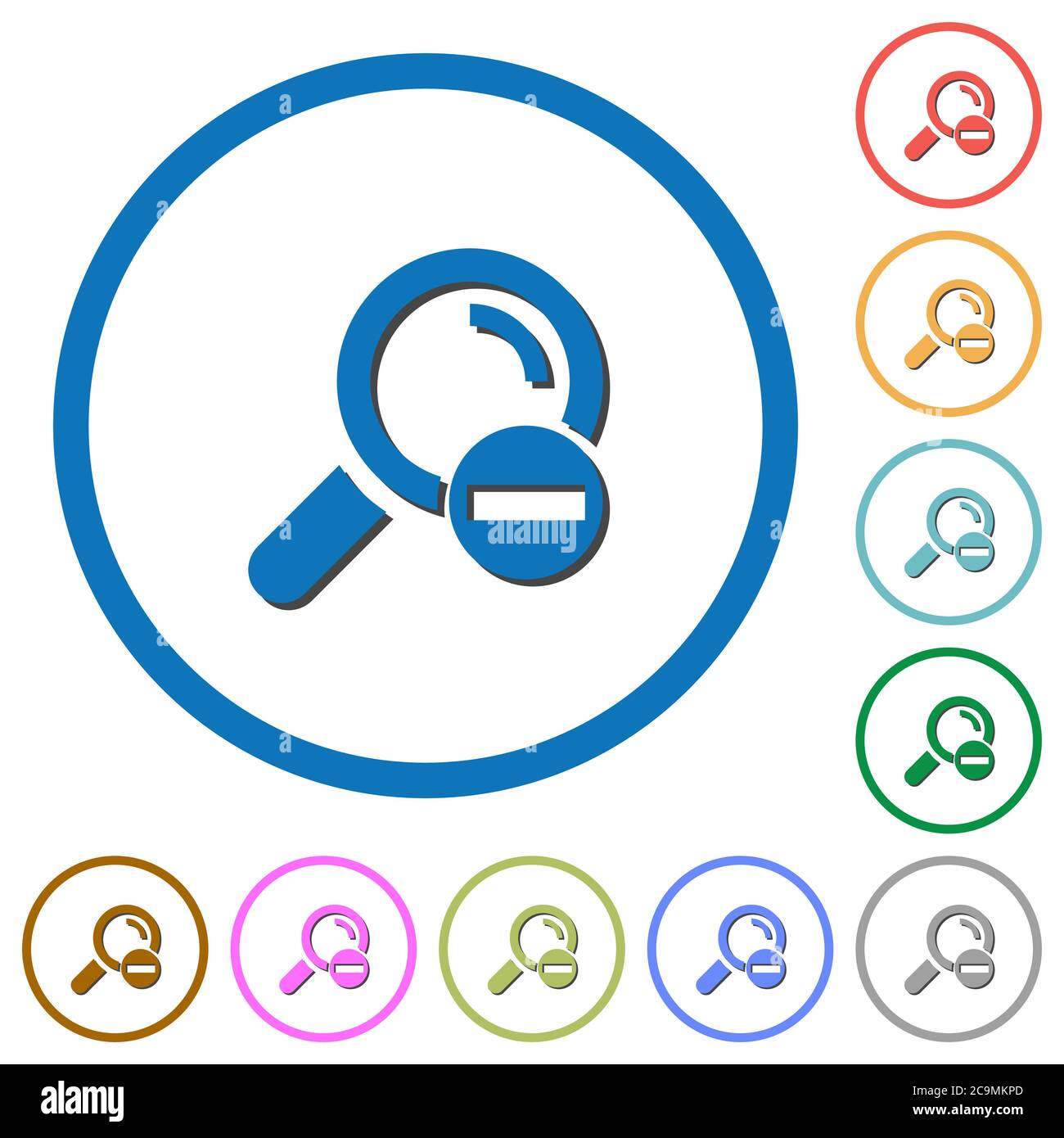Remove search term flat color vector icons with shadows in round ...
