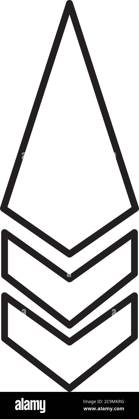 multi arrows with down direction over white background, line style ...