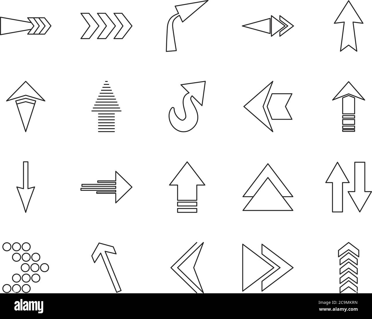 multi arrows and arrows icon set over white background, line style ...