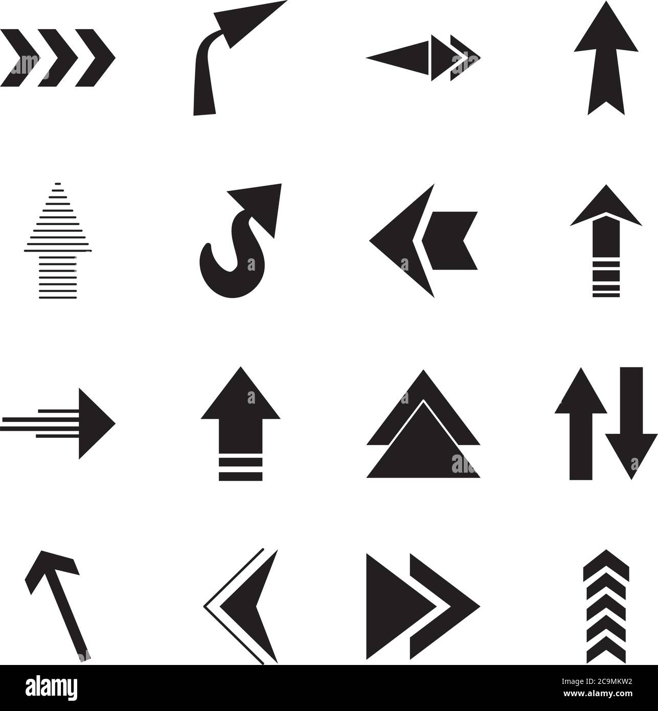 arrows up icon set over white background, silhouette style, vector ...