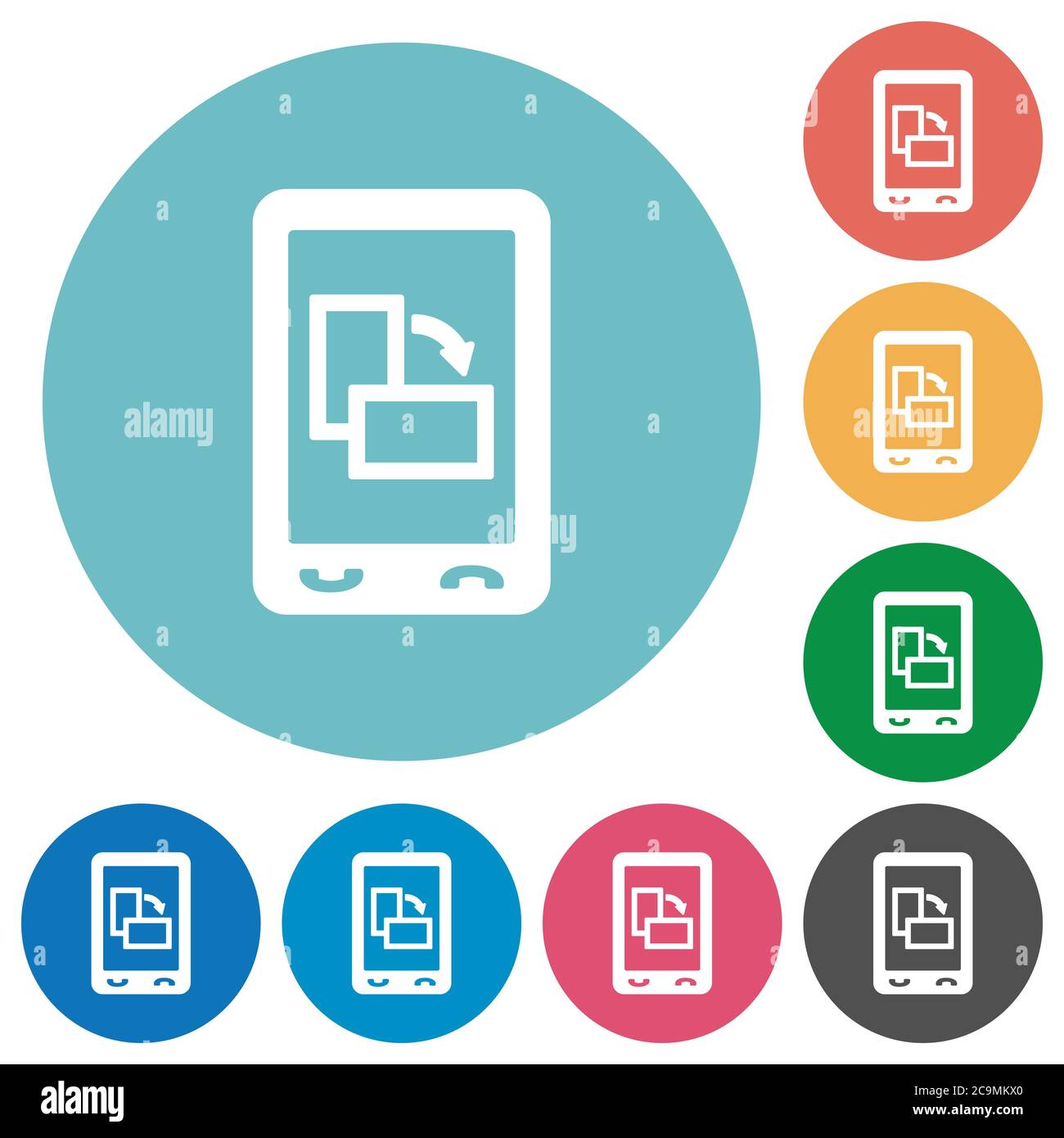 Change mobile display orientation flat white icons on round color ...