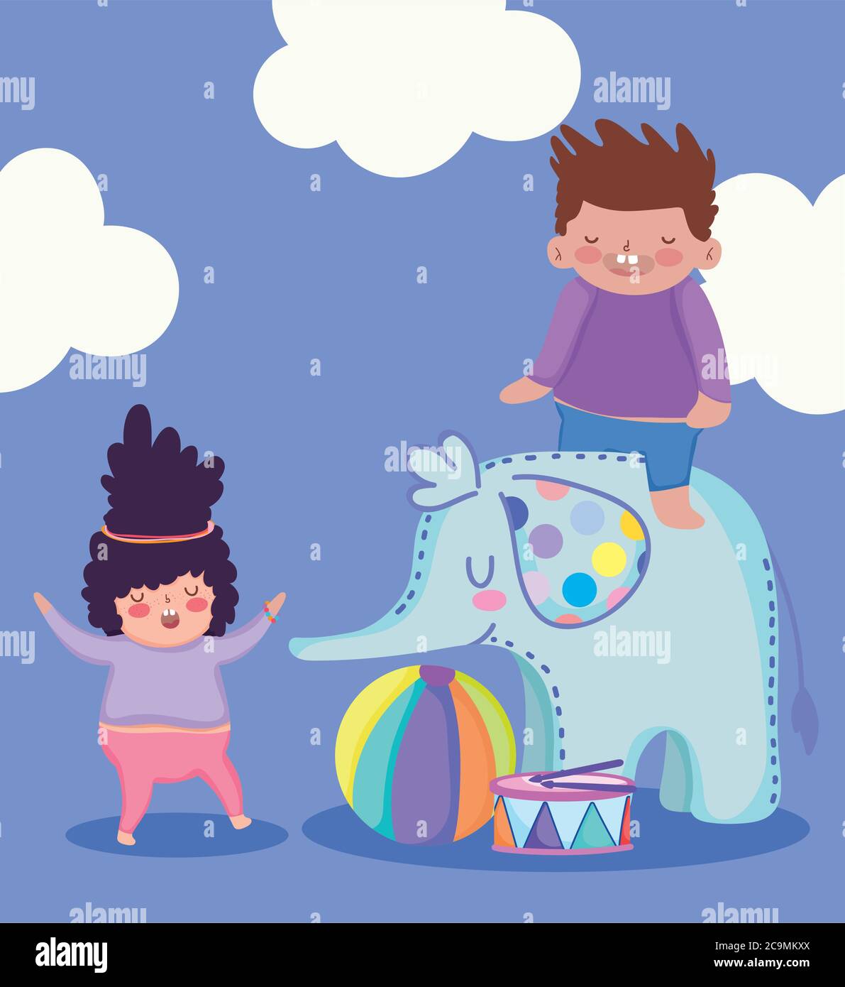 toys object for small kids to play cartoon, girl and boy playing with ...