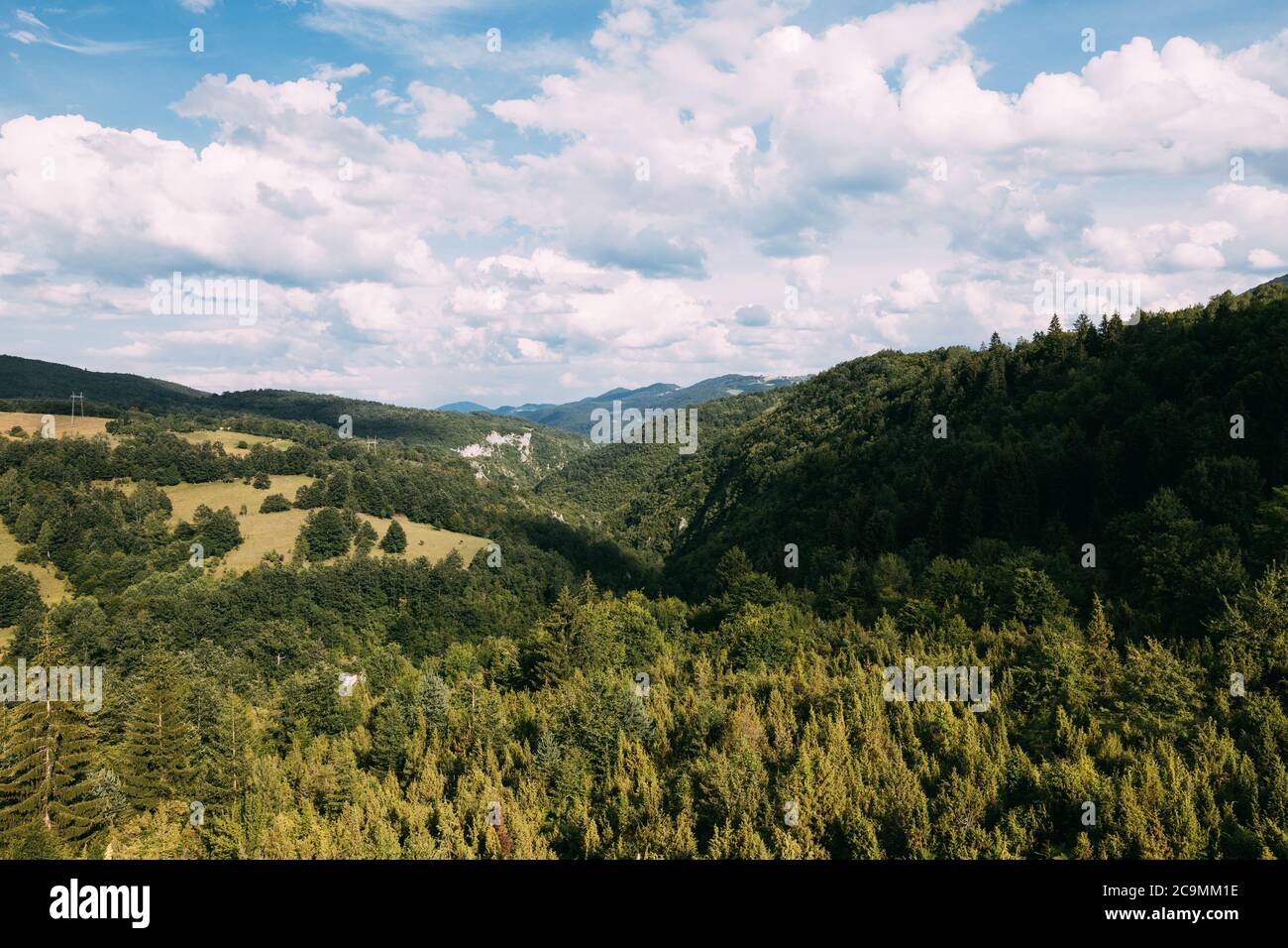 View of a beautiful landscape of Zlatibor mountain range in Serbia ...