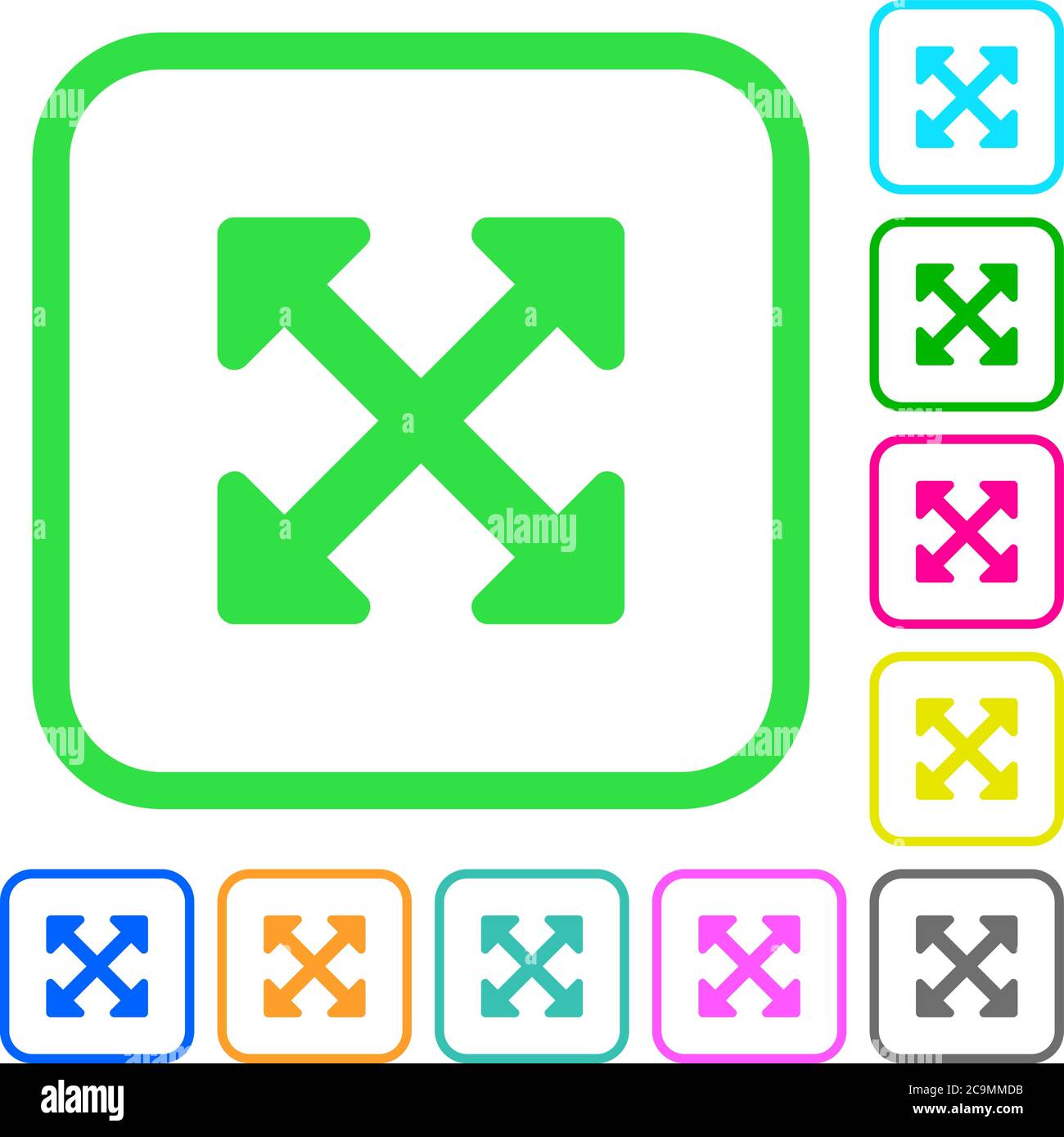 Resize full alt vivid colored flat icons in curved borders on white ...