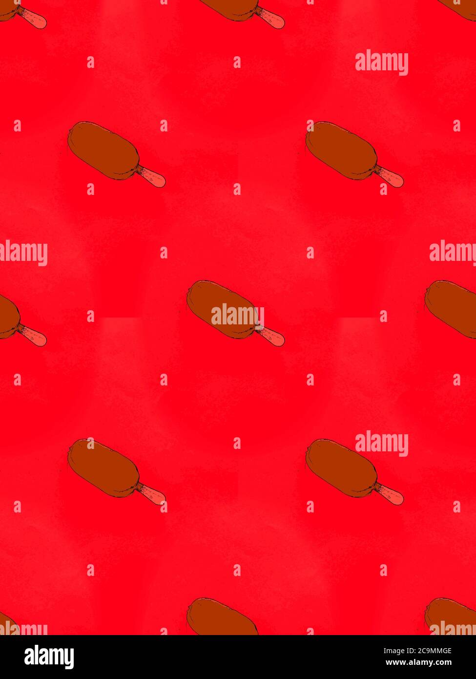 Chocolate ice cream pattern on red background Stock Photo - Alamy