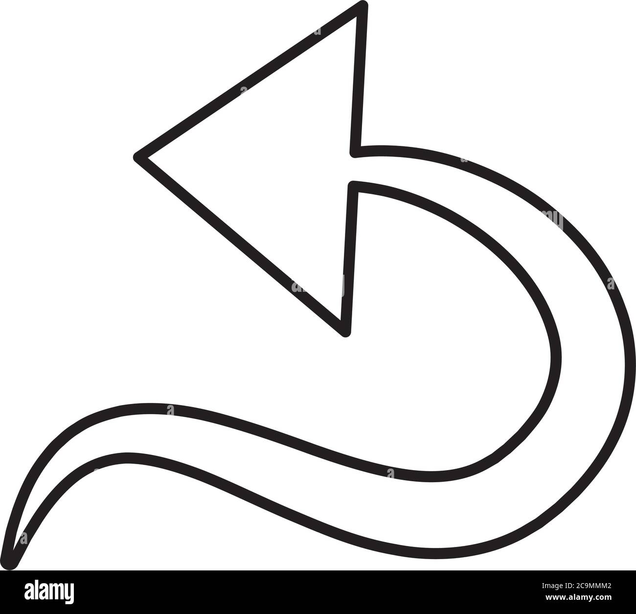 Curved Left Arrow Icon Over White Background Line Style Vector
