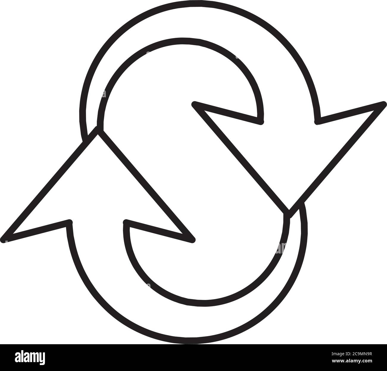 reload arrows icon over white background, line style, vector ...