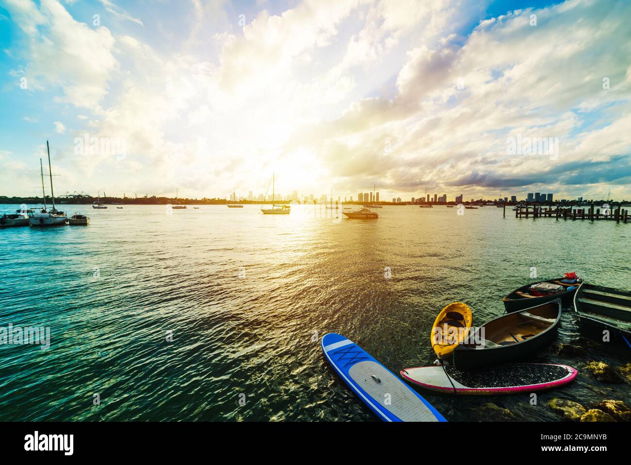 Miami Beach bayfront at sunset. Southern Florida, USA Stock Photo - Alamy