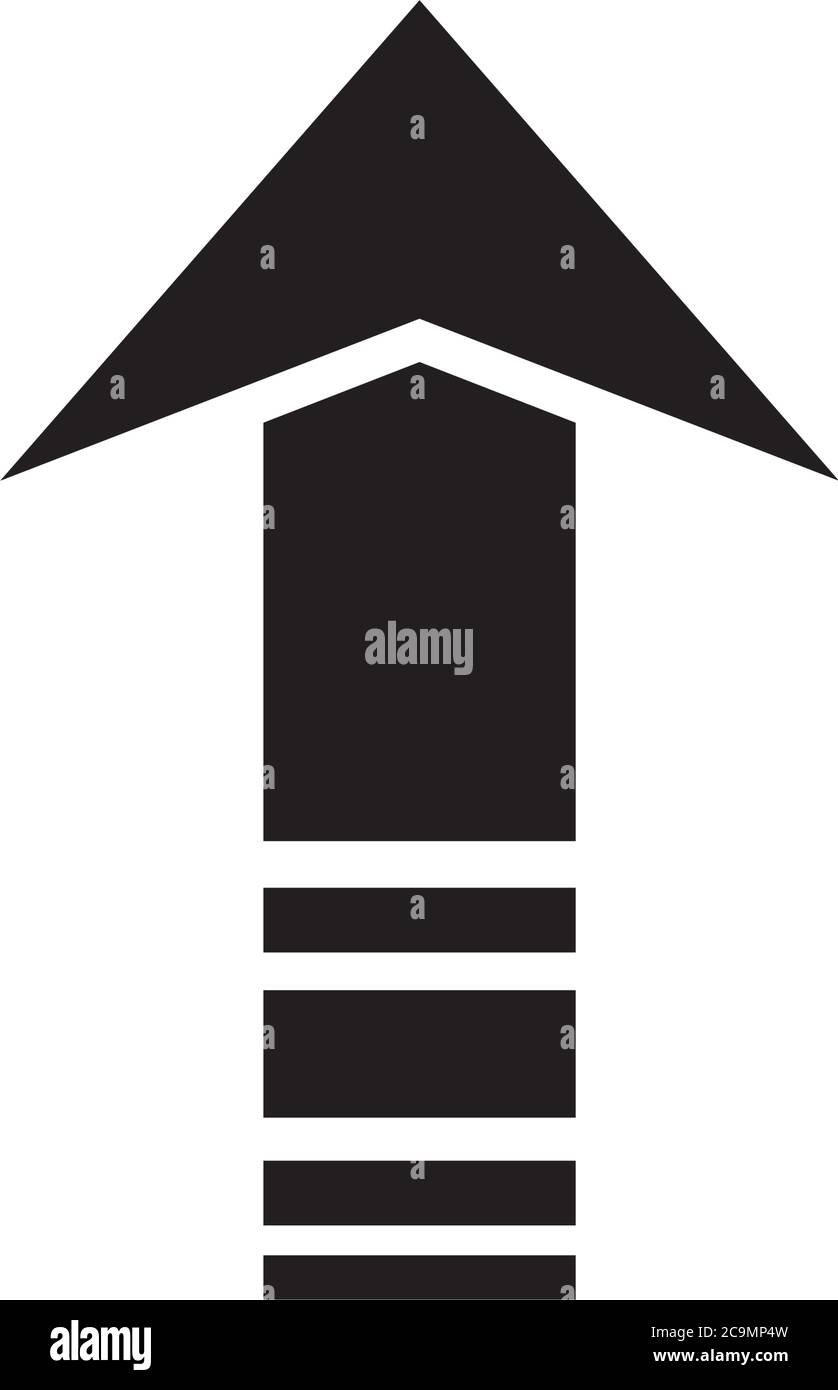 gradual arrow up over white background, silhouette style, vector ...