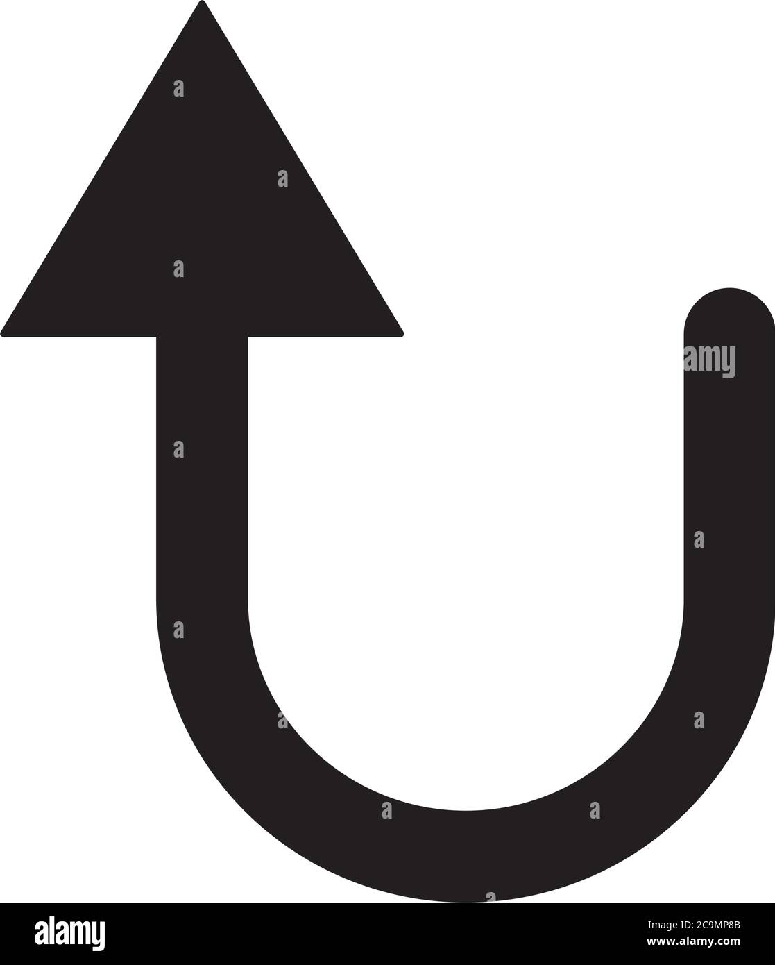 return arrow icon over white background, silhouette style, vector ...